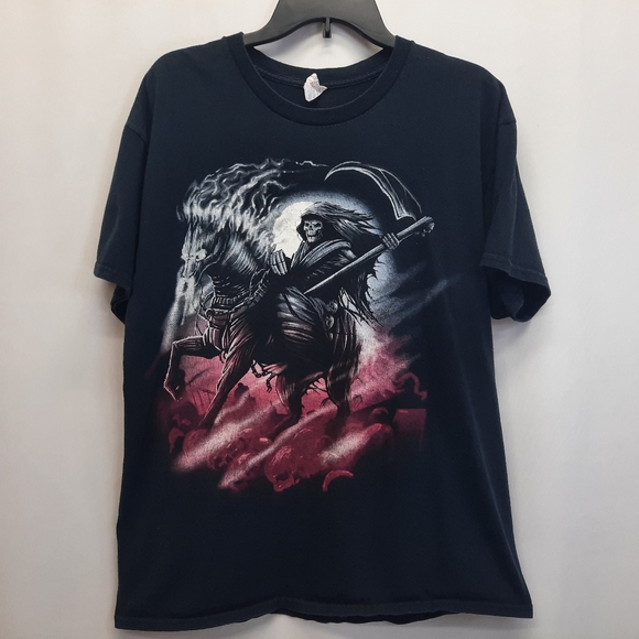 Unbranded | Shirts | Grim Reaper Horseman Of Death Short Sleeve Tshirt L Horror Theme Graphic ...